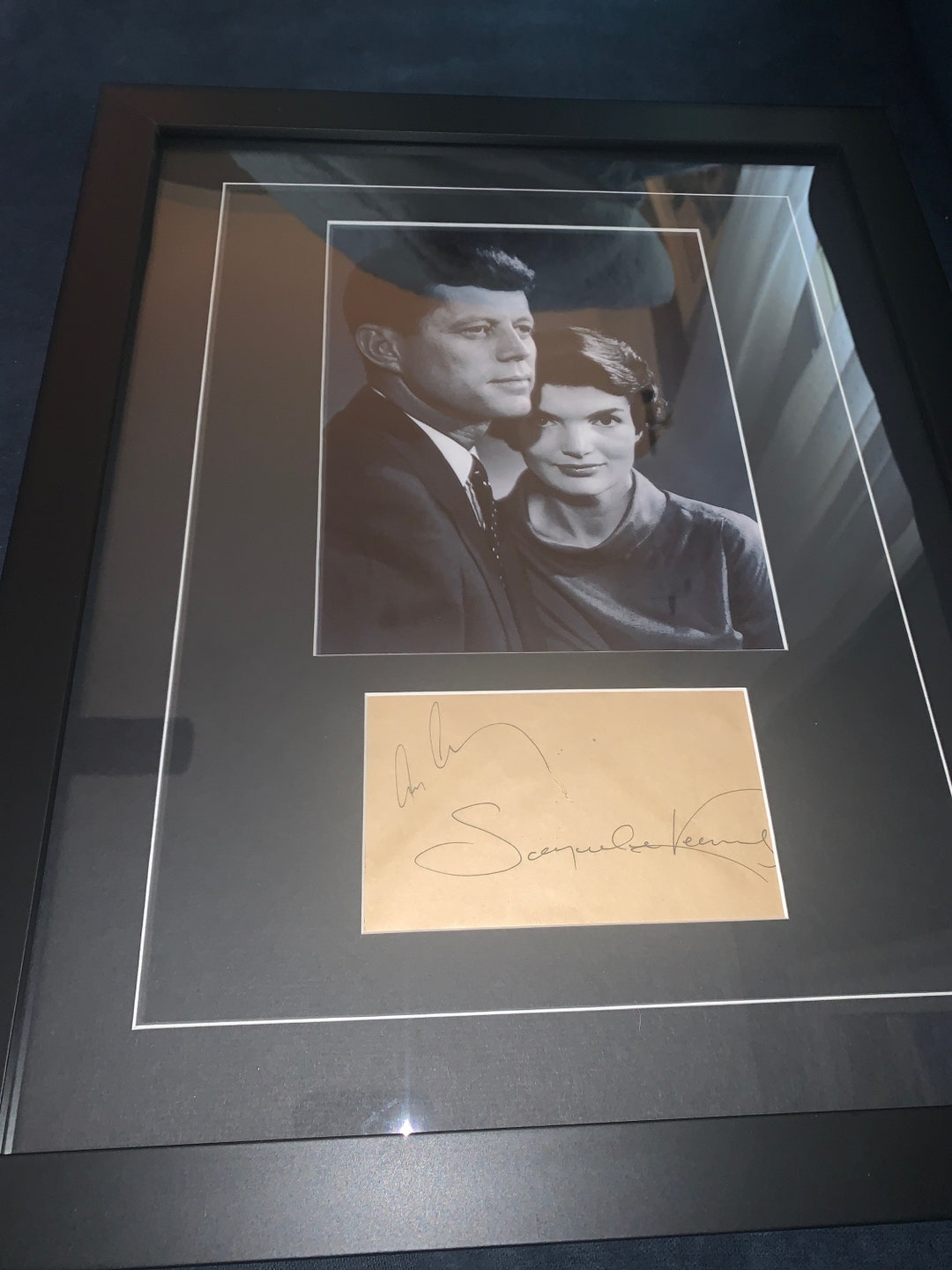 John F Kennedy (JFK) & Jackie Kennedy Onassis Signed Autographed Framed ...