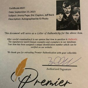 The Yardbirds: the Band Eric Clapton, Jeff Beck, Jimmy Page Hand Signed Autographed 8x10 Photo ...