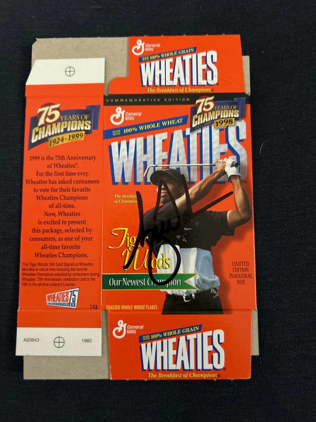 Tiger Woods Mini Wheaties Box - 75 Years Unfolded!! Signed Autograph W ...