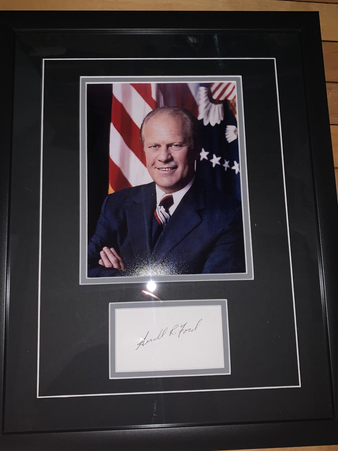 President Gerald Ford Signed Autographed Framed 18x14 Index Card ...