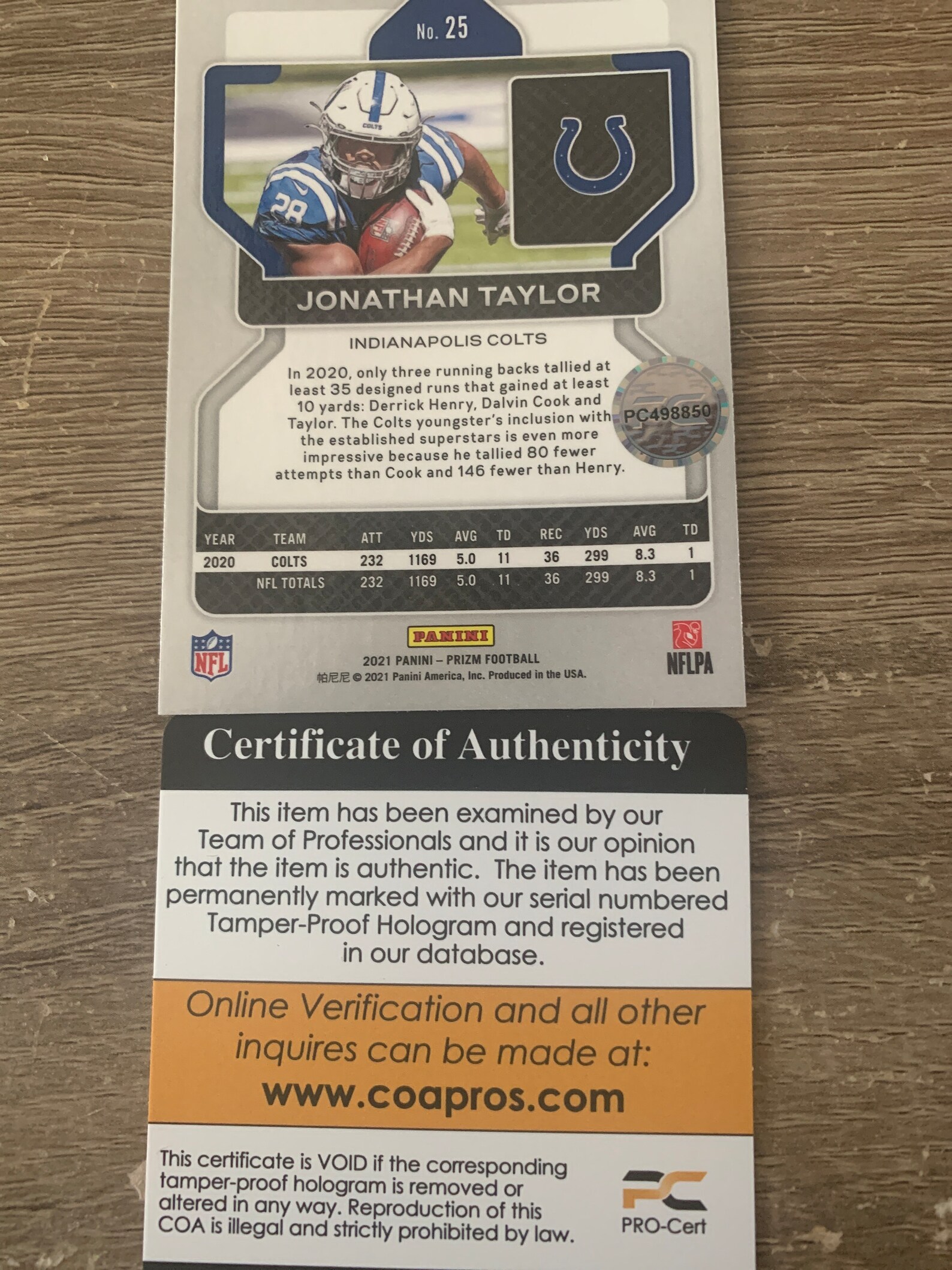 Jonathan Taylor Hand Signed Autographed Indianapolis Colts Football ...