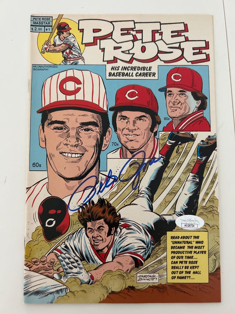 Pete Rose Signed Autograph Auto Cincinnati Reds 1995 Masstar Comic Book ...