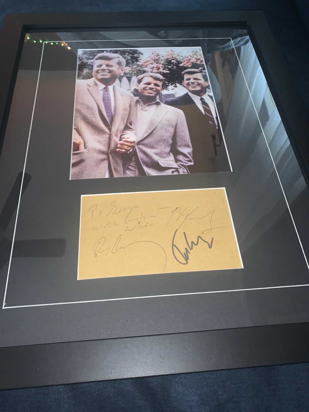 John F Kenned, Robert F Kennedy & Ted Kennedy Signed Autographed Framed ...