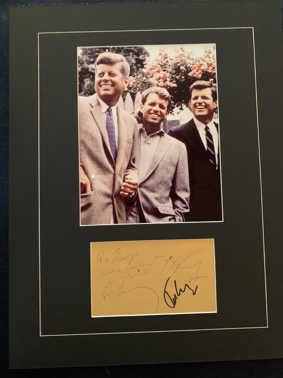John F Kenned, Robert F Kennedy & Ted Kennedy Signed Autographed 18x14 ...