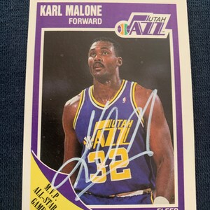 Karl Malone Autographed Signed Utah Jazz Basketball Card Coa HOF - Etsy