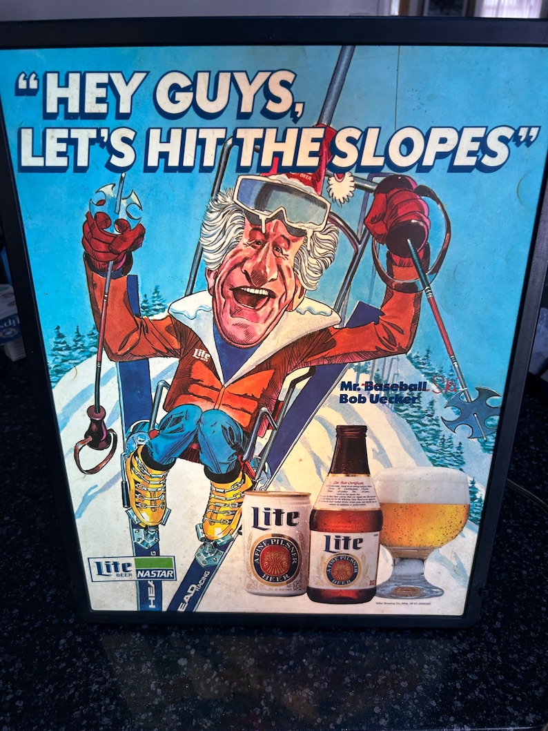 Rare Vintage Miller Lite Lighted Beer Sign Bob Uecker Mr Baseball ...