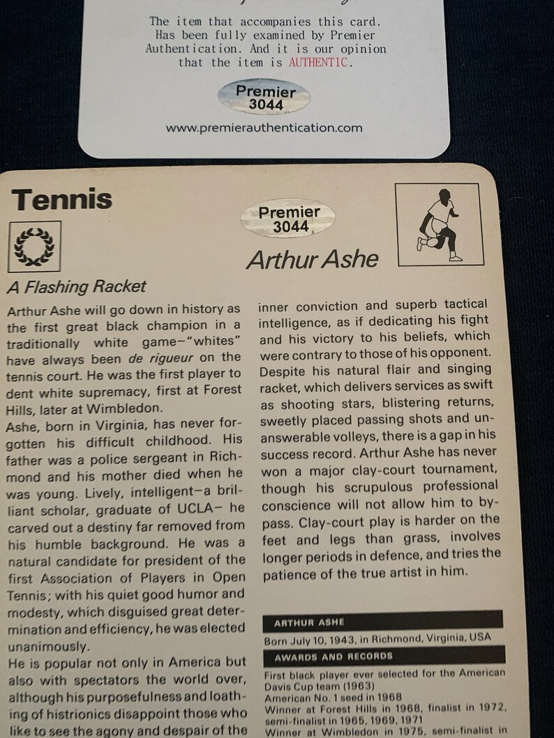 Arthur Ashe Signed Autographed 1977-1979 Sportscaster 5x7 Signed Card ...