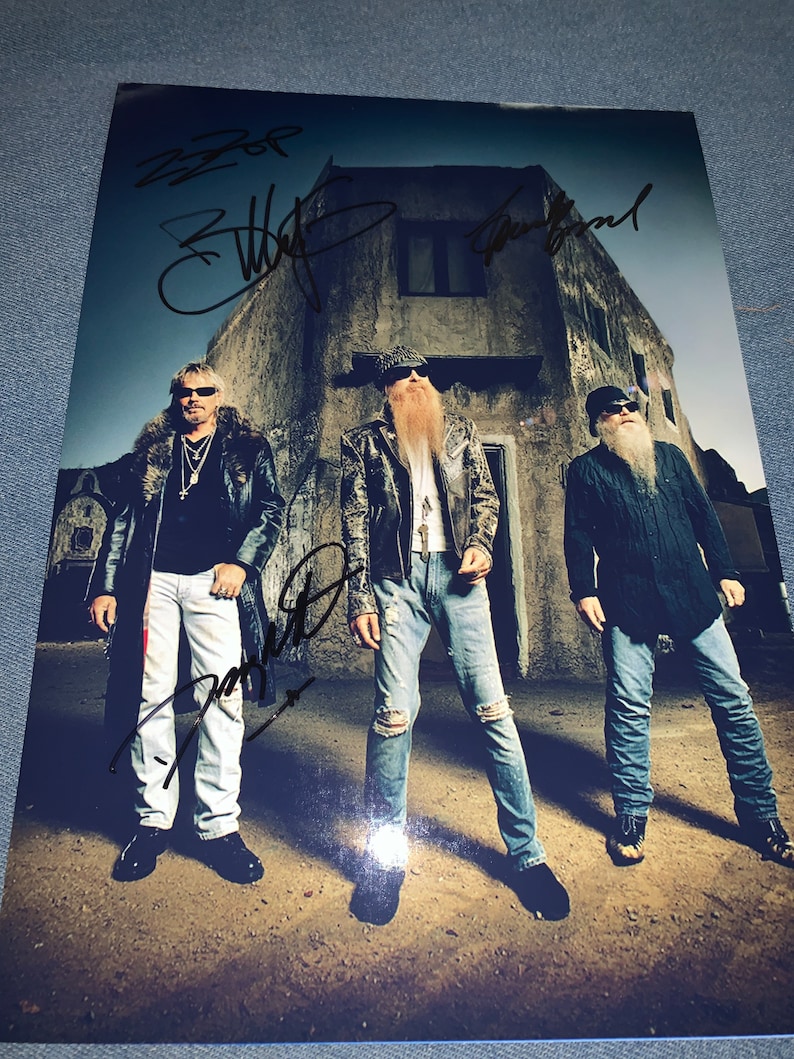 ZZ Top Dusty Hill, Frank Beard & Billy Gibbons Signed Autographed 8x12 ...