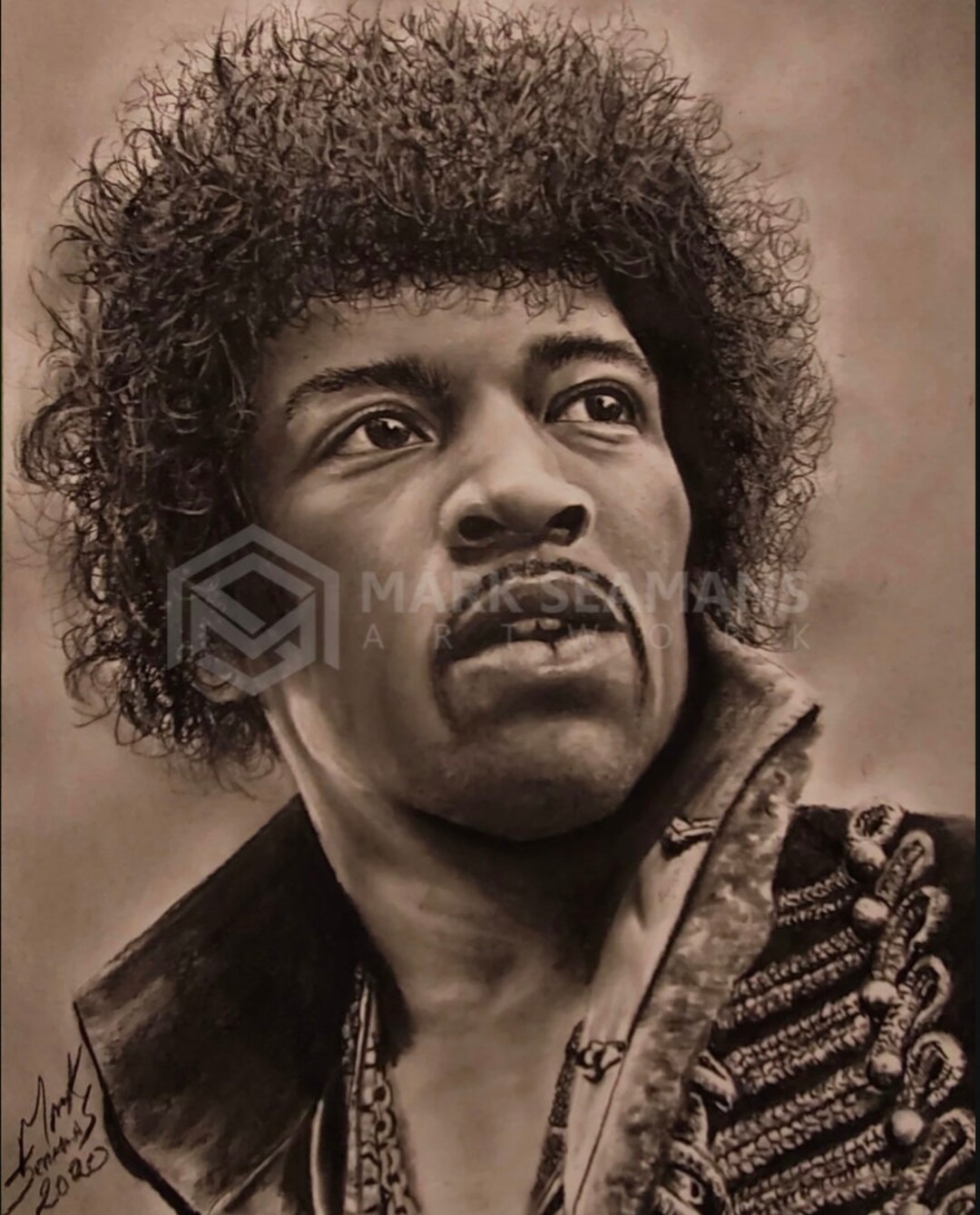 Jimi Hendrix Charcoal Portrait - Etsy