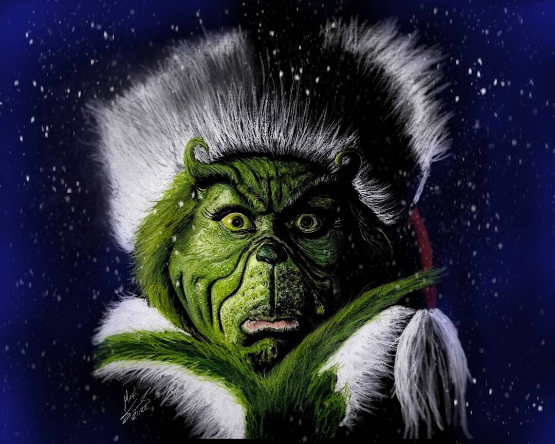 The Grinch With Blue Background - Etsy
