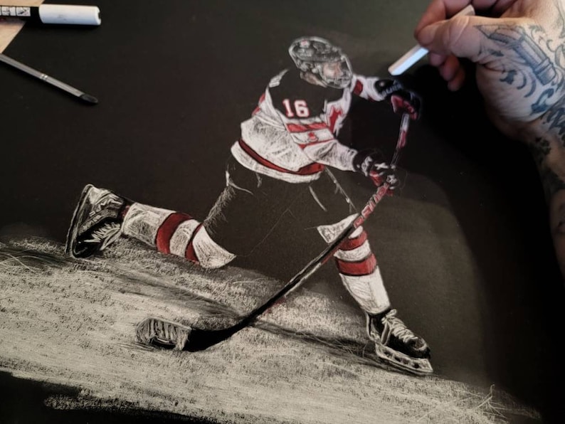 Connor Bedard in Charcoal and Pastel - Etsy Canada
