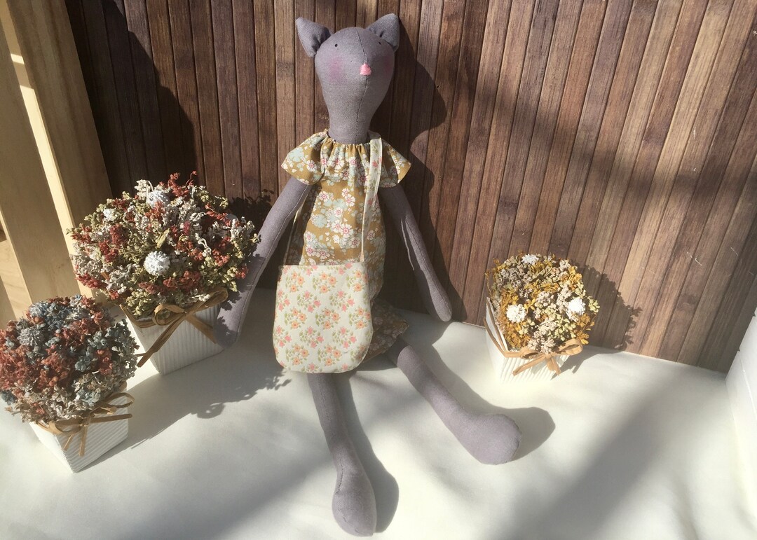 Tilda Friends Cat, Tilda Cat Doll for Home Decoration, Handmade Cute ...