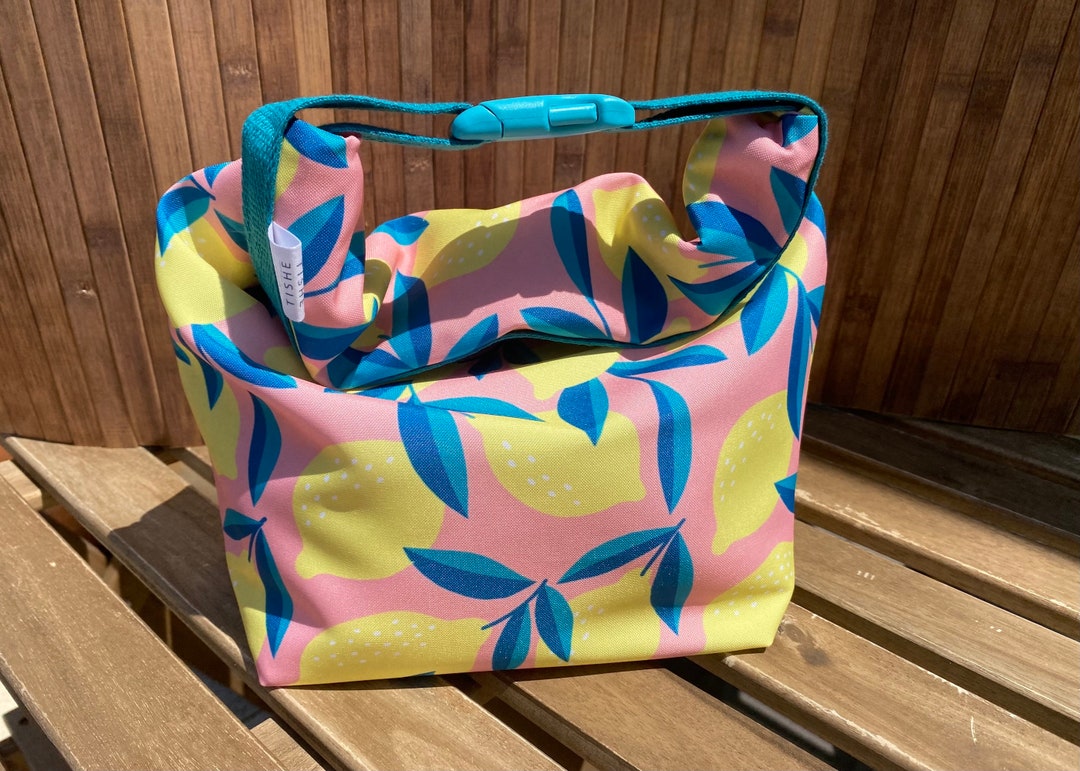 Roll Top Lunch Box With Lemon Designs. Handmade Sustainable Lunch Bag ...