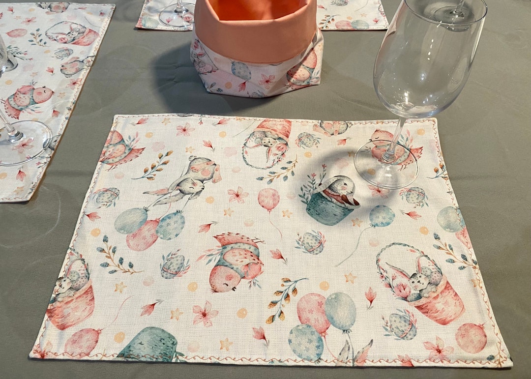 Set of 6 Easter Table Placemats, Reversible Fabric Placemats, Easter ...
