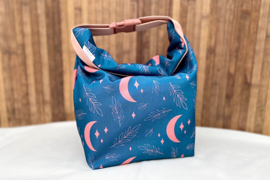 Roll Top Lunch Box. Sustainable Lunch Bag. Boho Moon Lunch Bag. Office ...