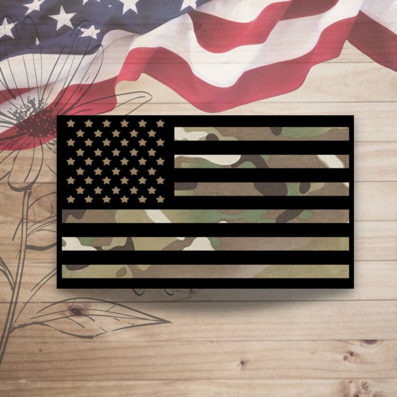 Multicam American Flag Sticker Multicam Sticker Military - Etsy