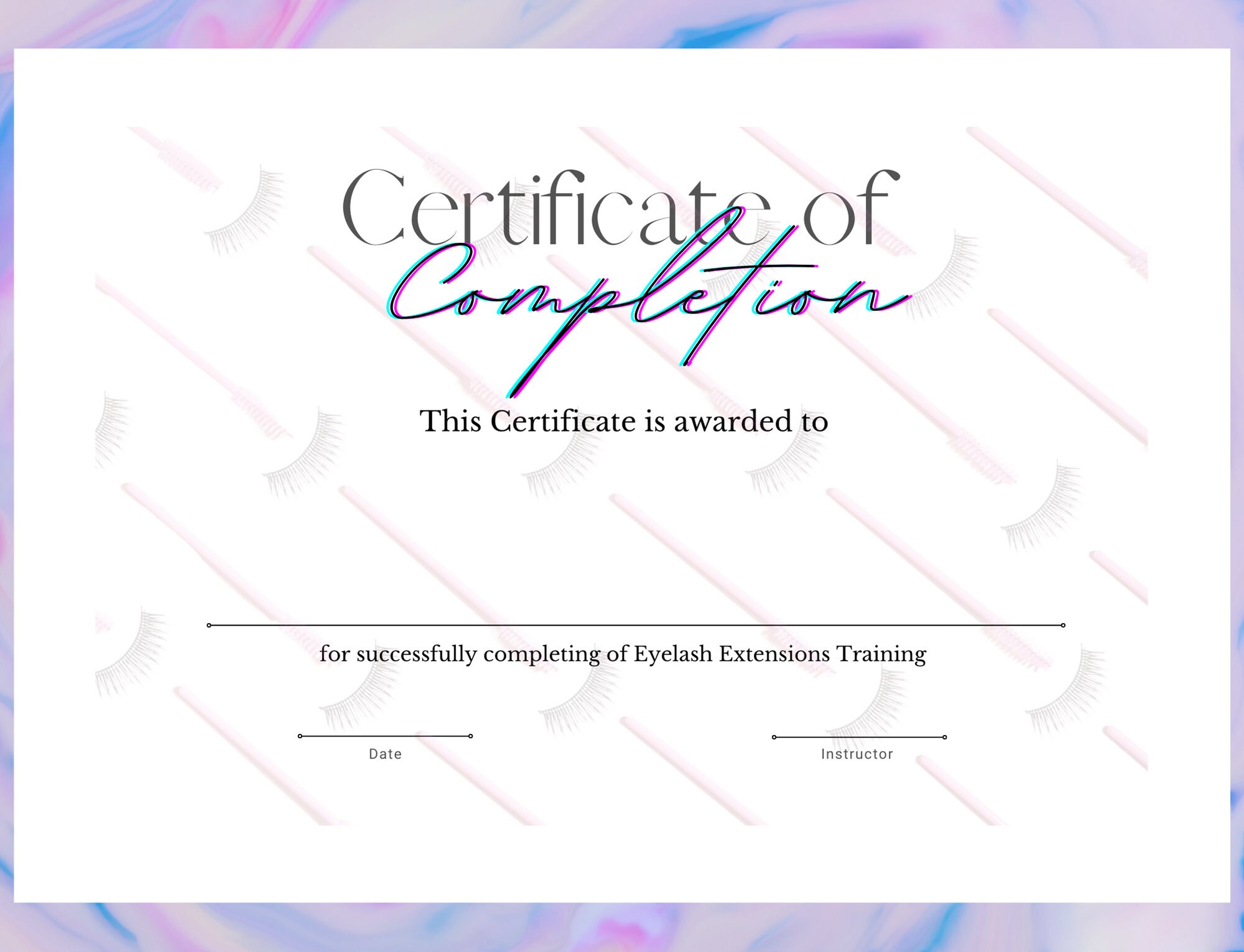 DIY Certificate of Completion, Lash Training, Lash Technician ...