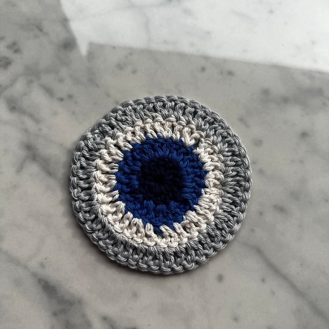 Set of 4 Evil Eye Crochet Coasters 100% Organic Cotton Handmade & READY ...