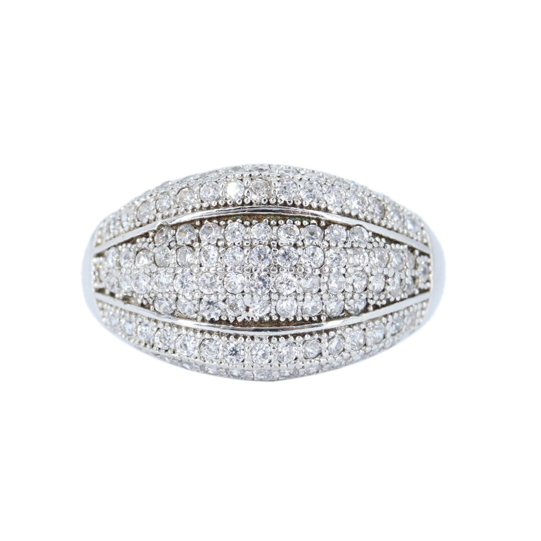 Ellipsoid Shape, Paved Signet Ring, 925 Sterling Silver Ring, CZ ...