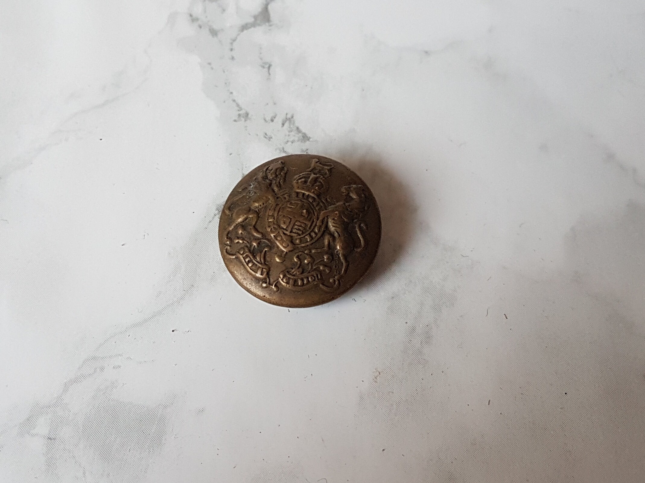 Antique Brass Livery Button, Unicorn, Lion, Shield - Etsy