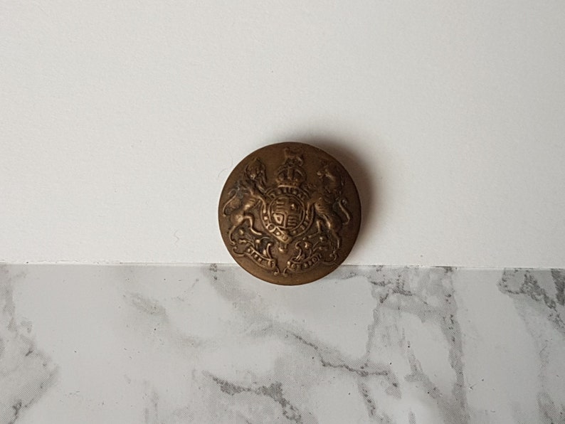 Antique Brass Livery Button, Unicorn, Lion, Shield - Etsy