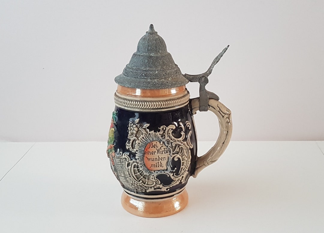 Vintage German Beer Stien, With Metal Lid. Wester - Etsy