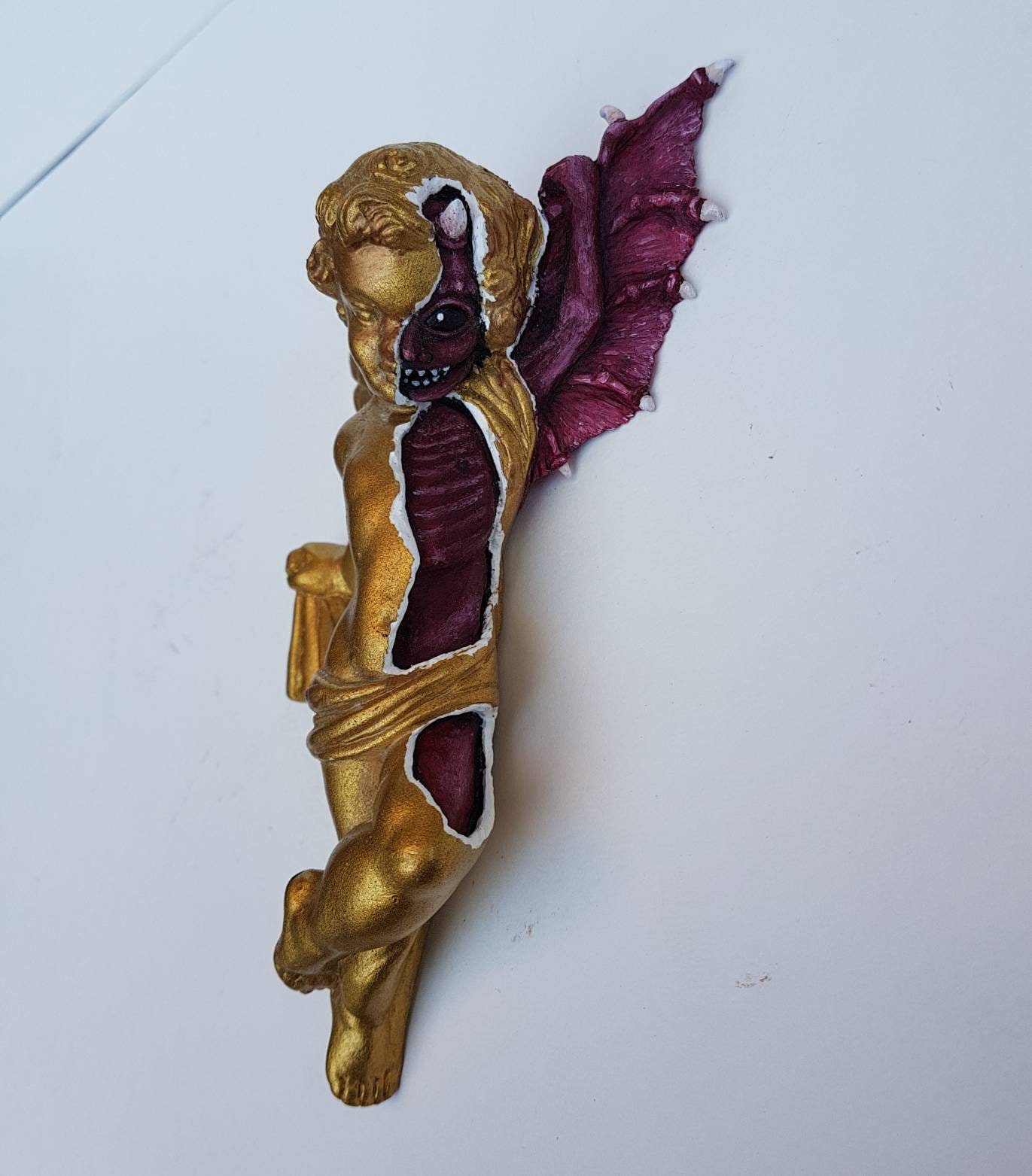 Small Angel, Cherub, Devil Wall Hanging, Hand Made, Upcycled, Evil ...