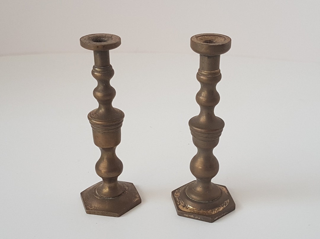 Vintage Tiny Brass Candlesticks, 3 Inches, Birthday Cake Candle Holders ...