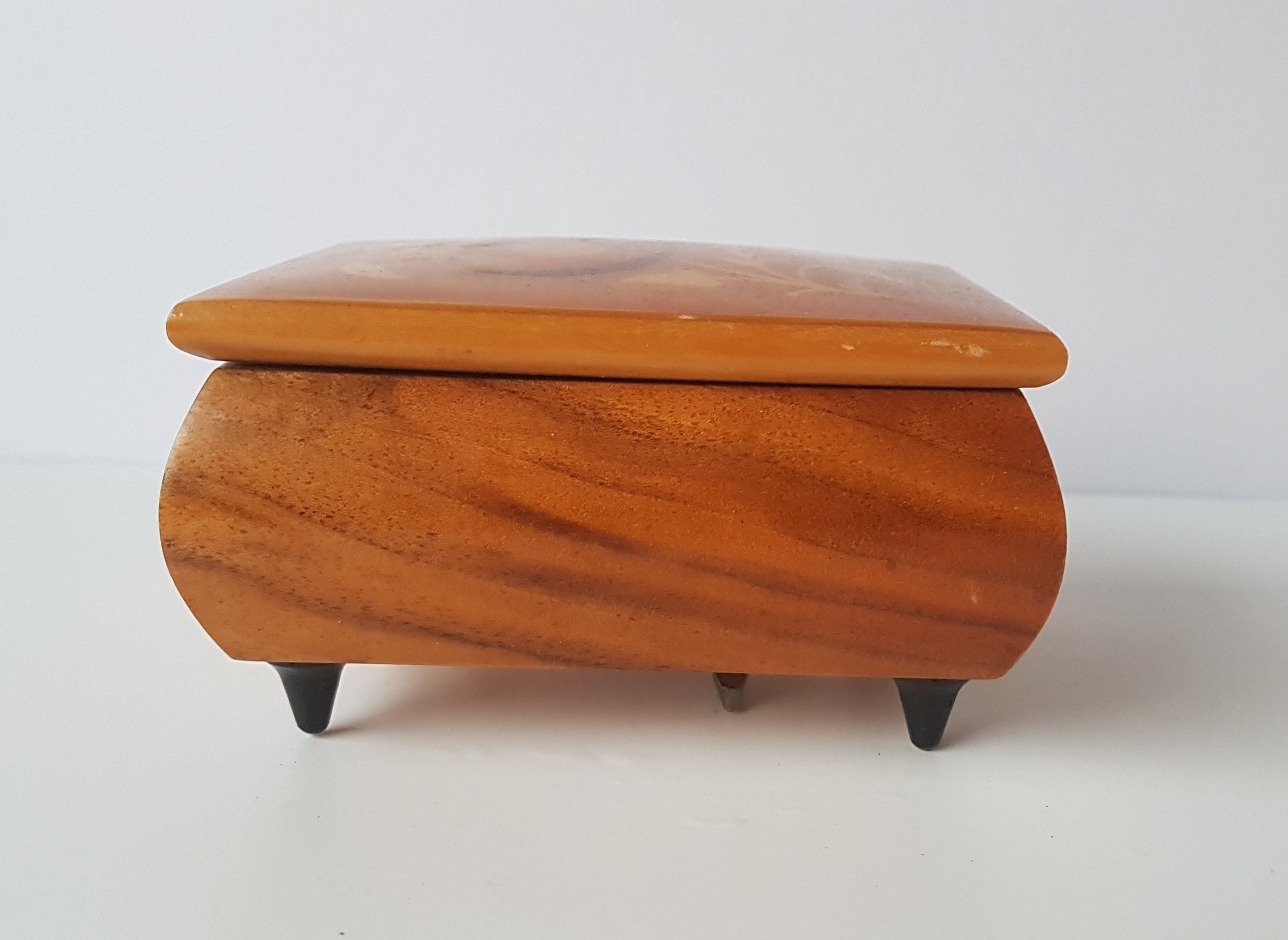 Vintage Inlaid Wood Music Box, Casket, 1960s, Plays 'my Sun' - Etsy