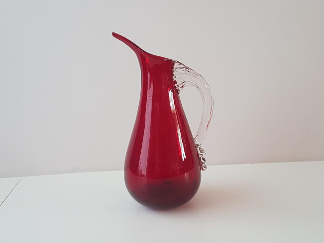 Whitefriars Ruby Glass Jug Pattern 9419 by Geoffrey Baxter 1960s Retro ...