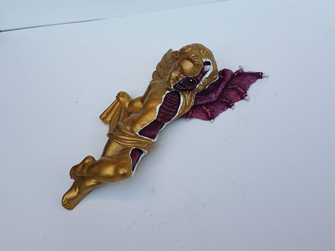 Small Angel, Cherub, Devil Wall Hanging, Hand Made, Upcycled, Evil ...