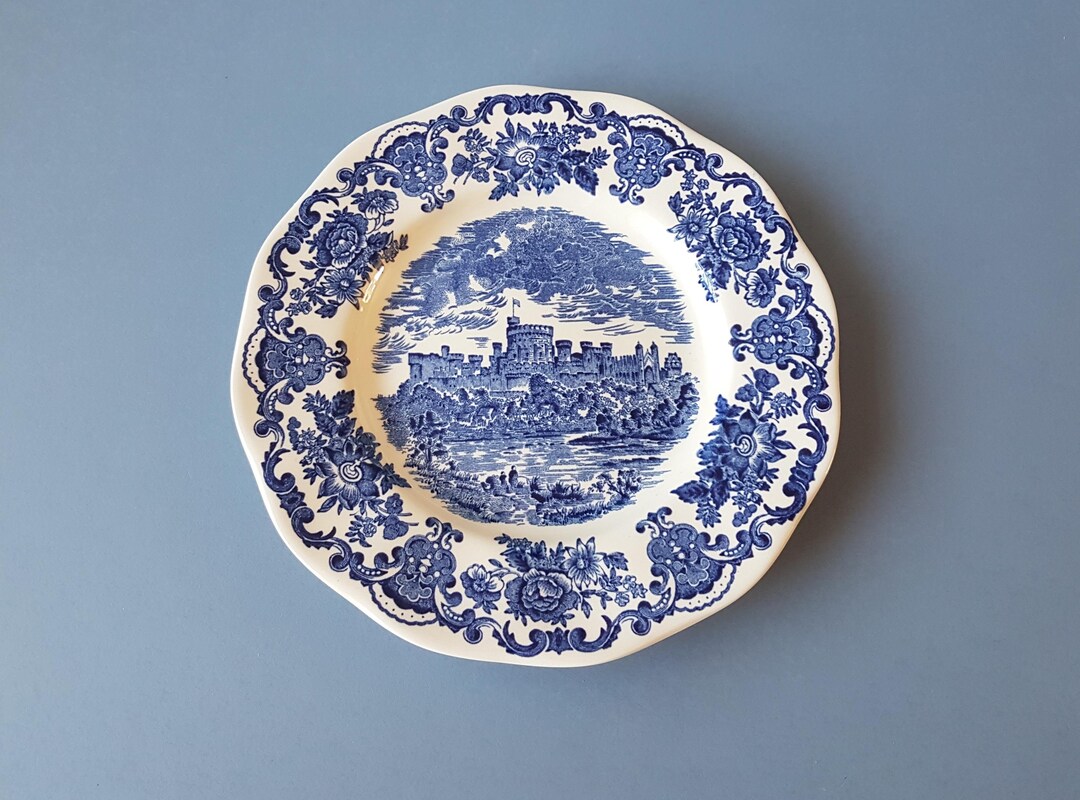 Antique Look Plate, Windsor Castle, Blue and White, - Etsy