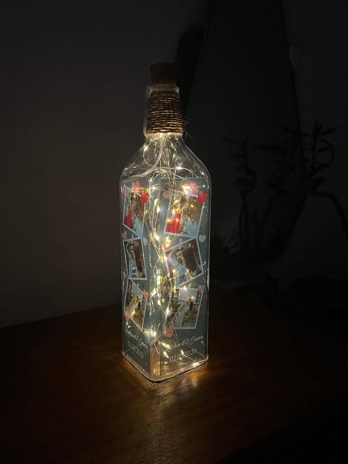 Memory Lamp Photo Collage Light Glass Bottle With Cork - Etsy
