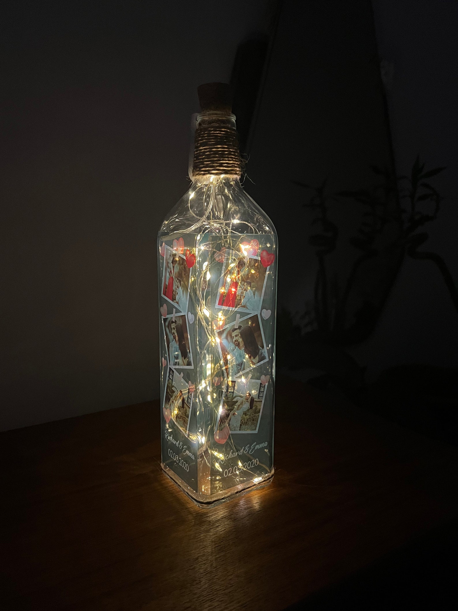 Memory Lamp Photo Collage Light Glass Bottle With Cork - Etsy
