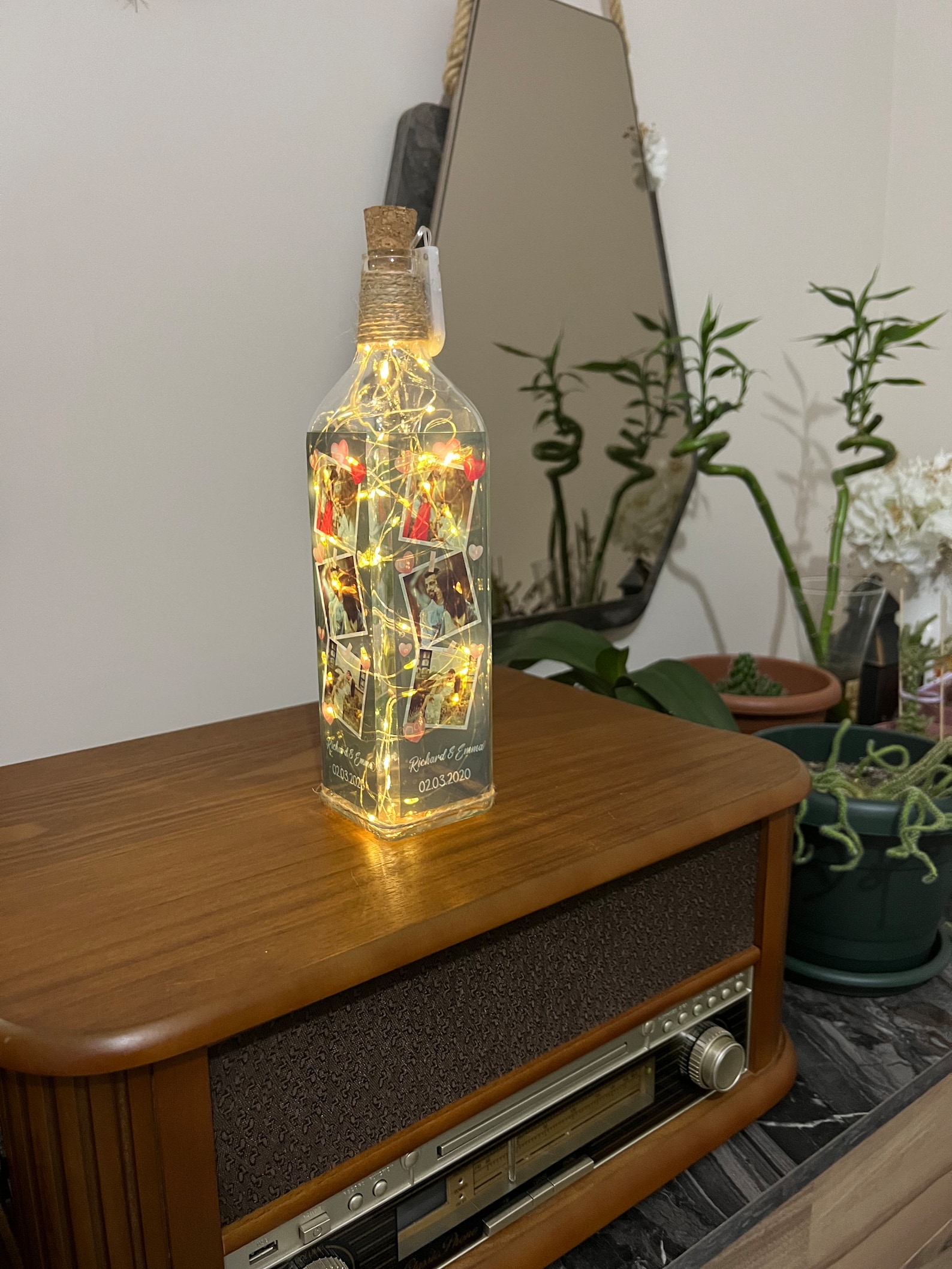 Memory Lamp Photo Collage Light Glass Bottle With Cork - Etsy