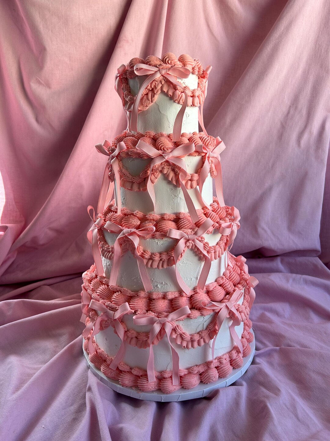 Vintage-inspired Fake Cake | 4-tier Decorative Display Cake Pink and ...