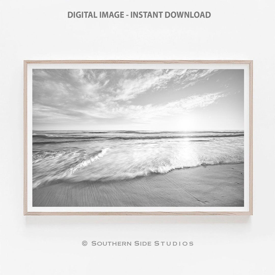 Black and White Seascape Photo, Minimalist Ocean Wall Art, High ...