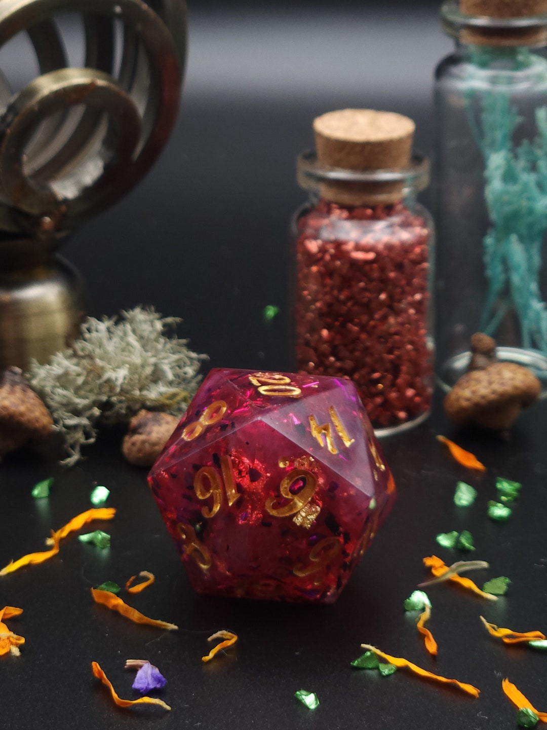 Ruby Red Black Gold Foil 35mm D20 TTRPG Dice - Etsy