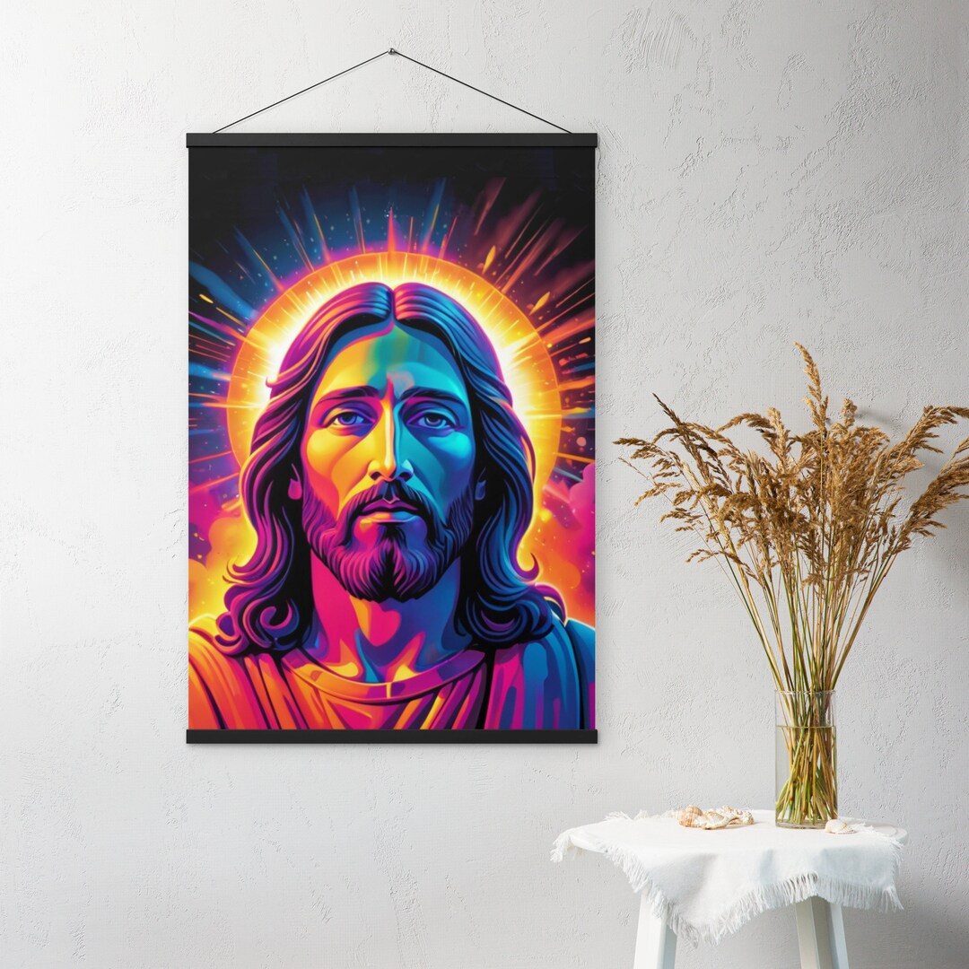 Jesus Portrait in Neon Bold Style - Etsy