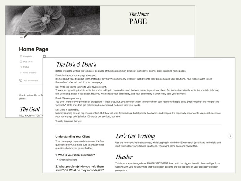 Website Content Planner Notion Template Small Business Planner Copywriting Guide Website ...