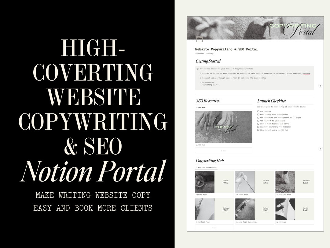 Copywriting SEO Notion Portal | Make Writing Website Copy Easy With ...