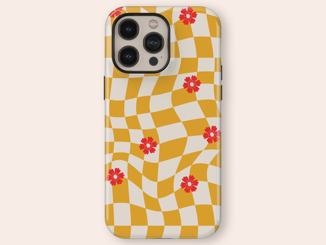WAVY CHECKERBOARD Daisy Case for iPhone 15 14 13 Pro Max 12 Mini 11 X 7 8 SE 2022 Samsung Galaxy ...