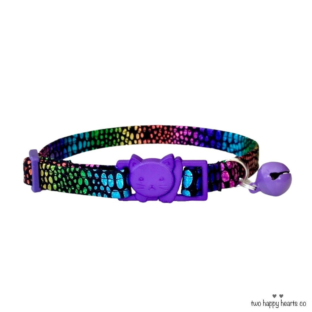 Shiny Rainbow Snakeskin Collar, Cat Collar, Kitten Collar, Small Dog ...