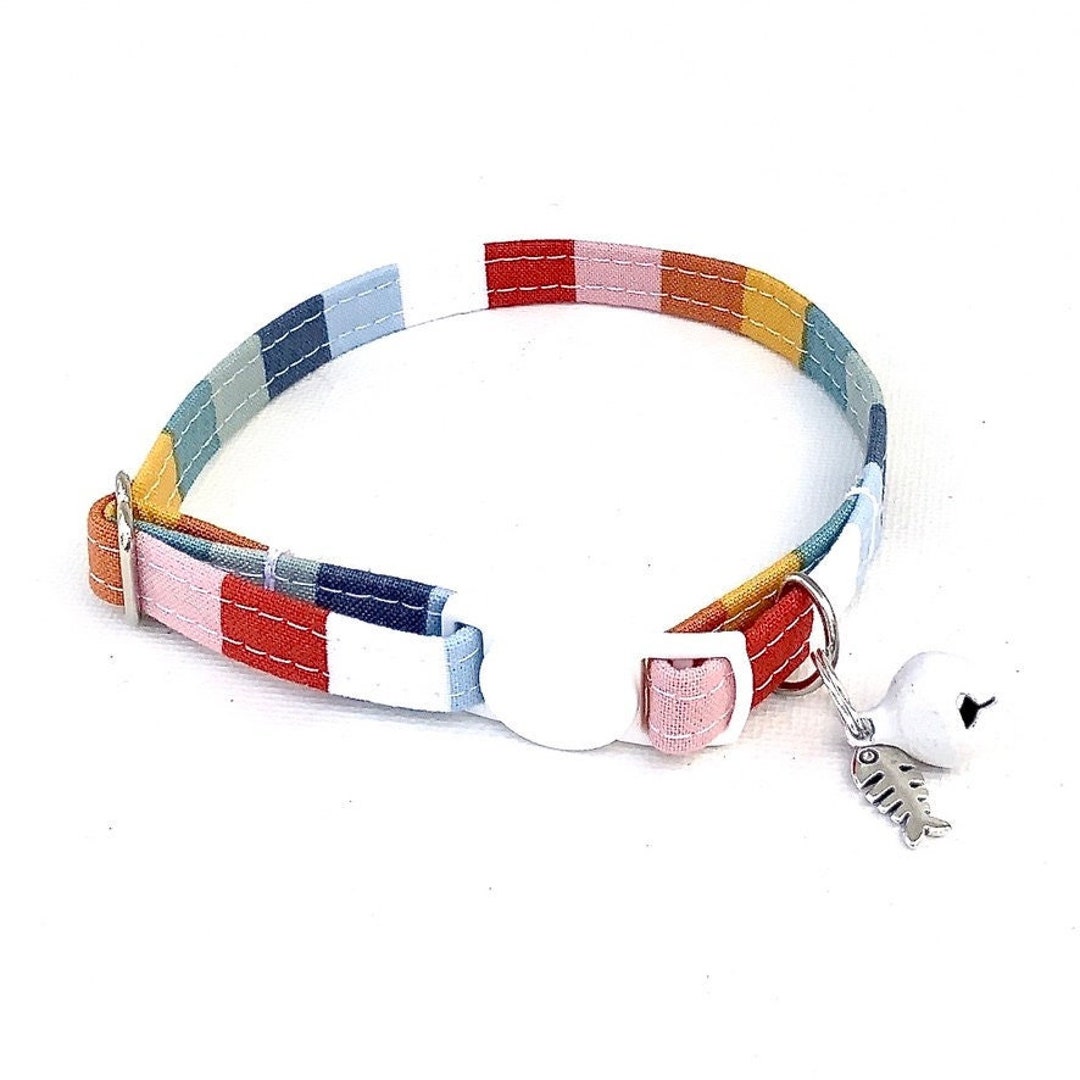 Rainbow Striped Cat Collar, Rainbow Small Dog Collar, Rainbow Kitten ...