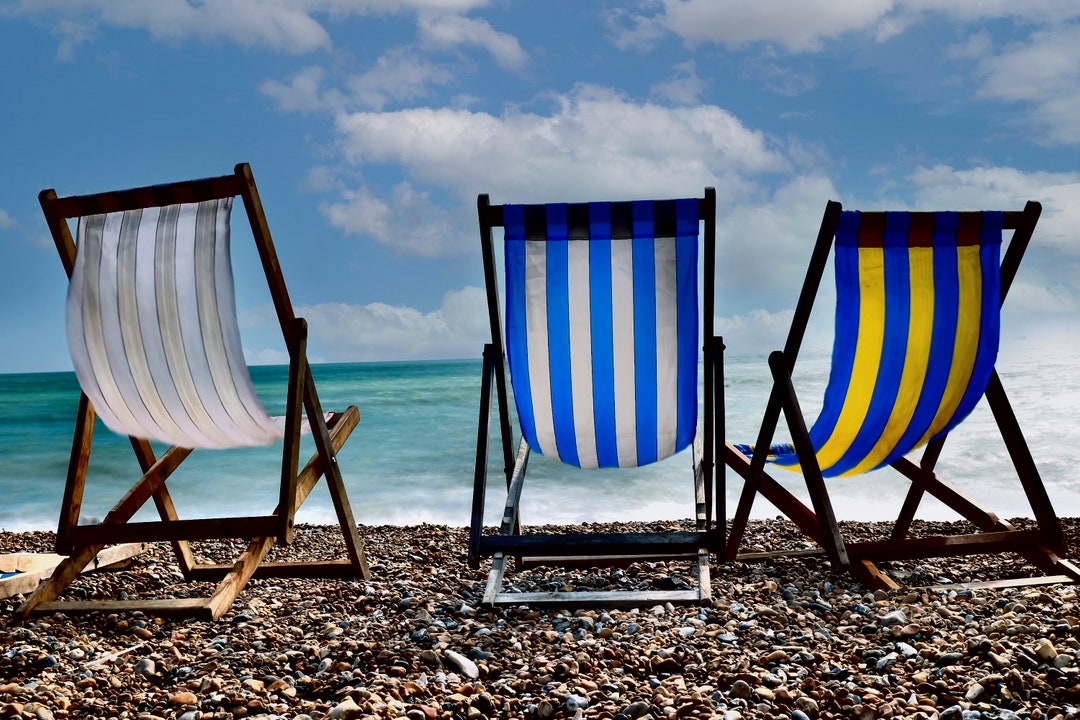 Three Beach Chairs - Brighton Beach - UK - Etsy