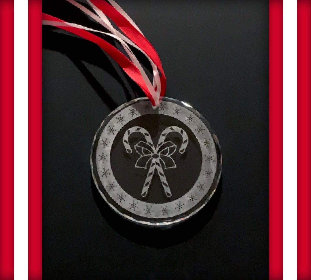 Candy Cane Jeweled Christmas Ornament Laser Engraving - Etsy