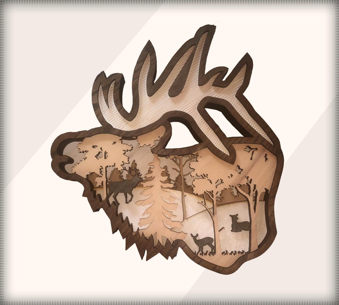 Elk Shadow Box - Laser Engraved and Cut - Etsy