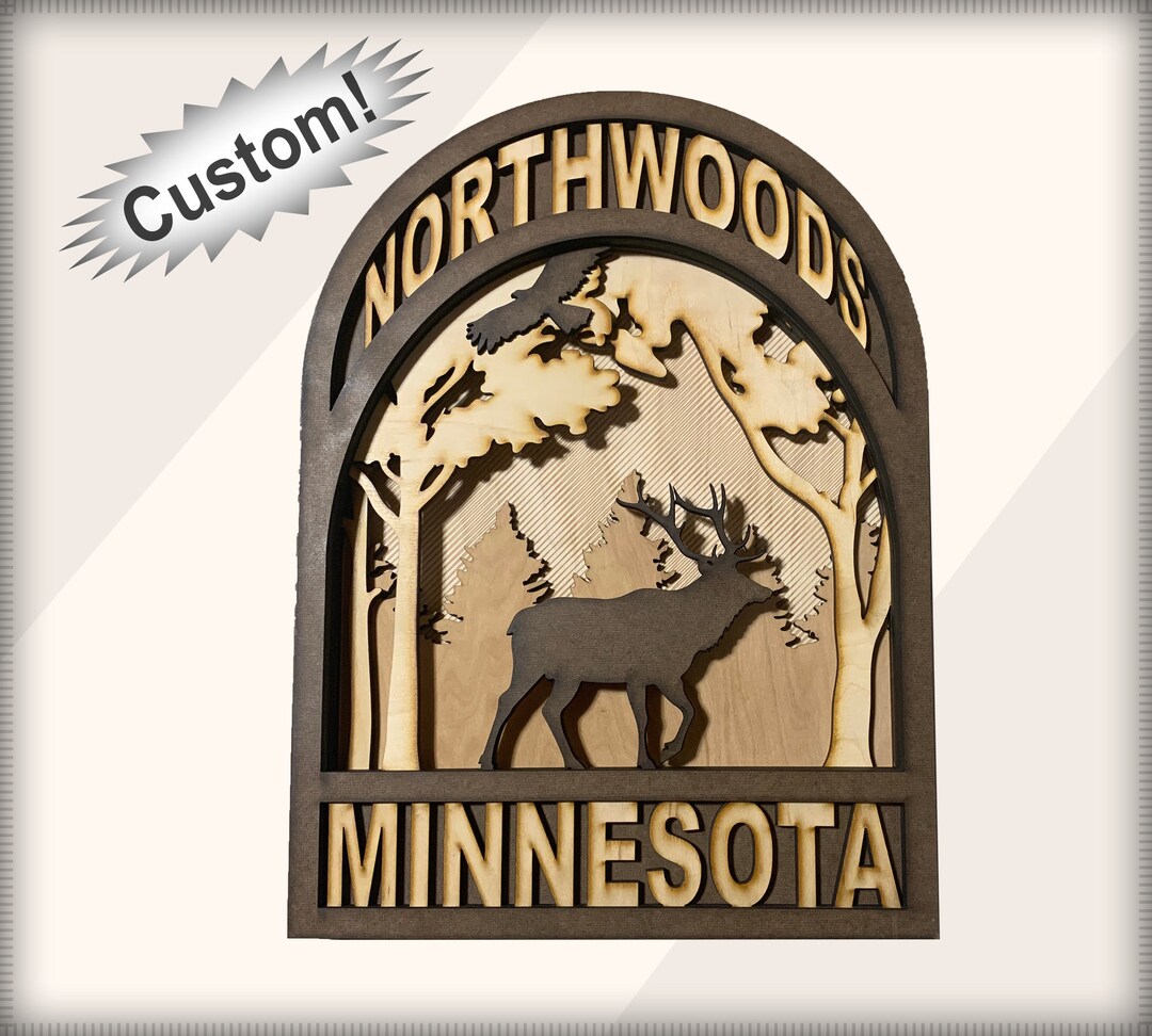 Northwoods Minnesota Elk Shadow Box - Laser Engraved and Cut - Etsy