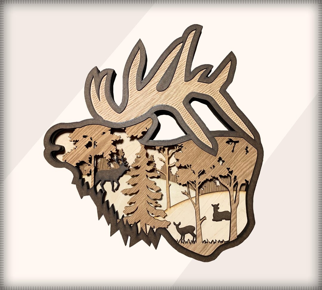 Elk Shadow Box Laser Engraved and Cut - Etsy