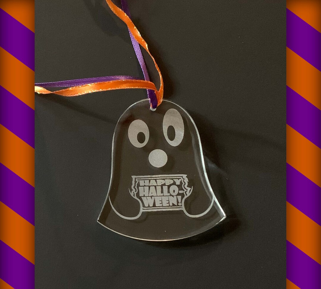 Spooky Halloween Engraved Glass Ornament Ghost - Etsy
